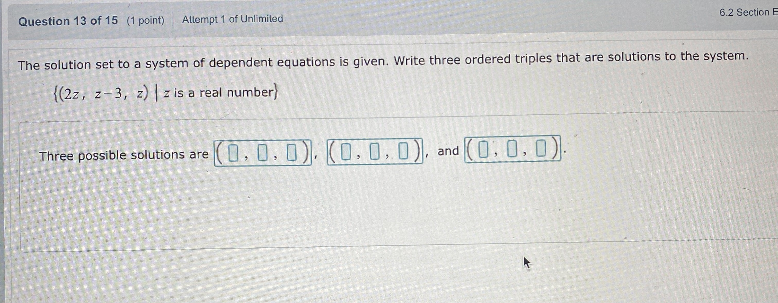 Solved The solution set to a system of dependent equations | Chegg.com