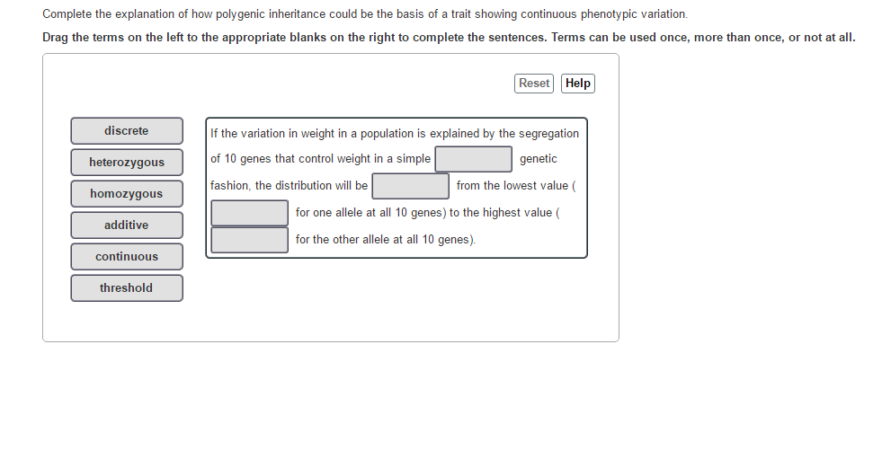 Solved Complete the explanation of how polygenic inheritance | Chegg.com
