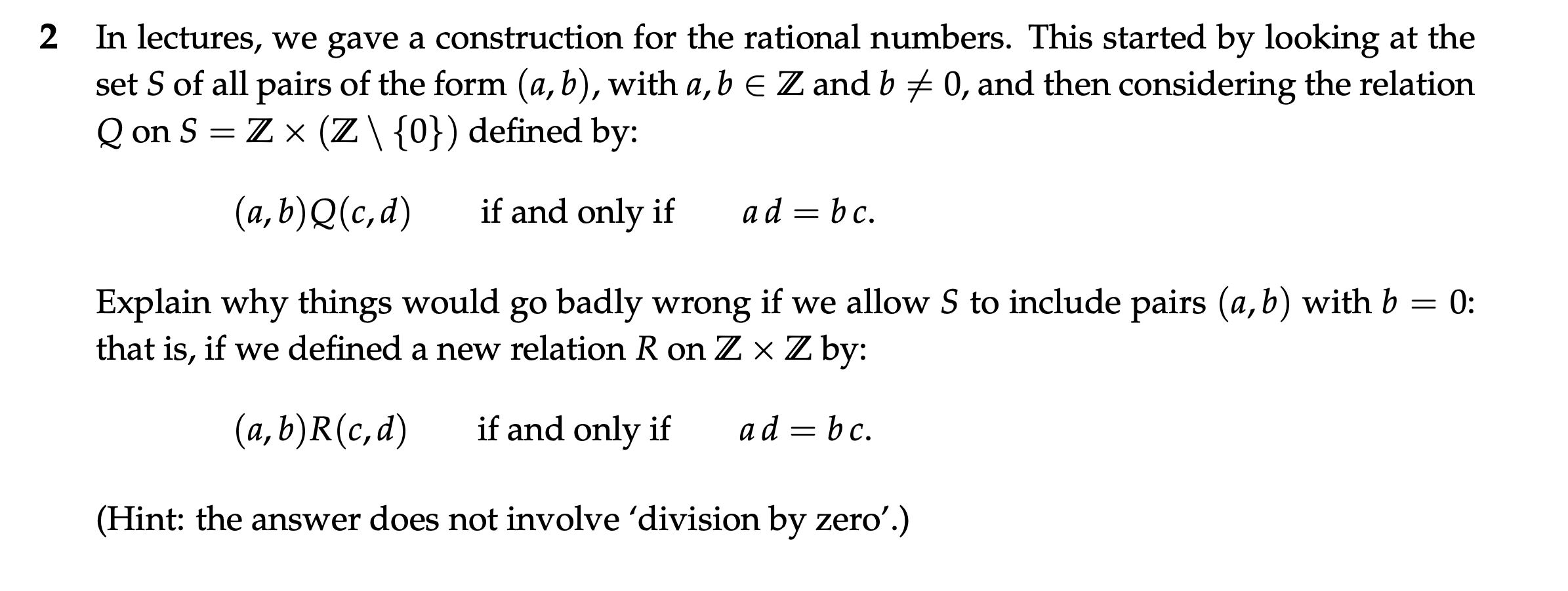 Solved In lectures, we gave a construction for the rational | Chegg.com