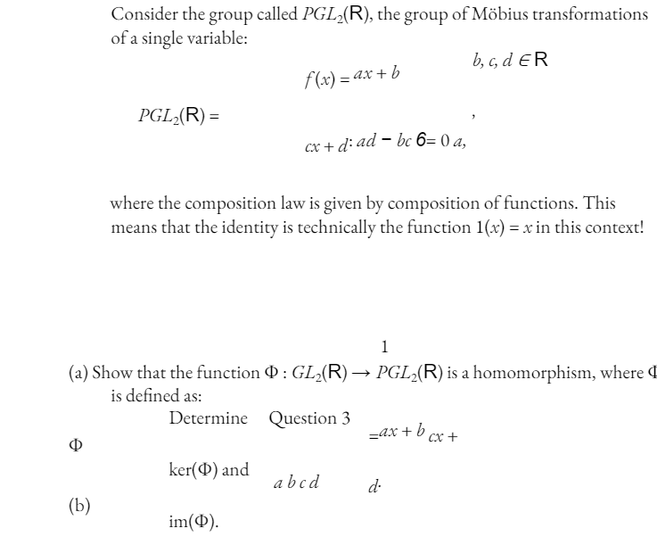 Consider the group called PGL2(R), the group of | Chegg.com