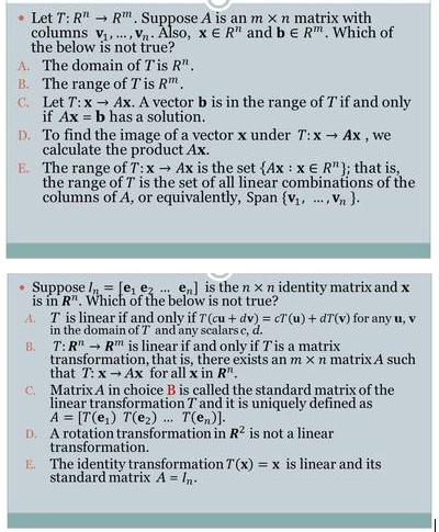 Solved . Let T: Rn → Rm. Suppose A is an rn × n matrix with | Chegg.com
