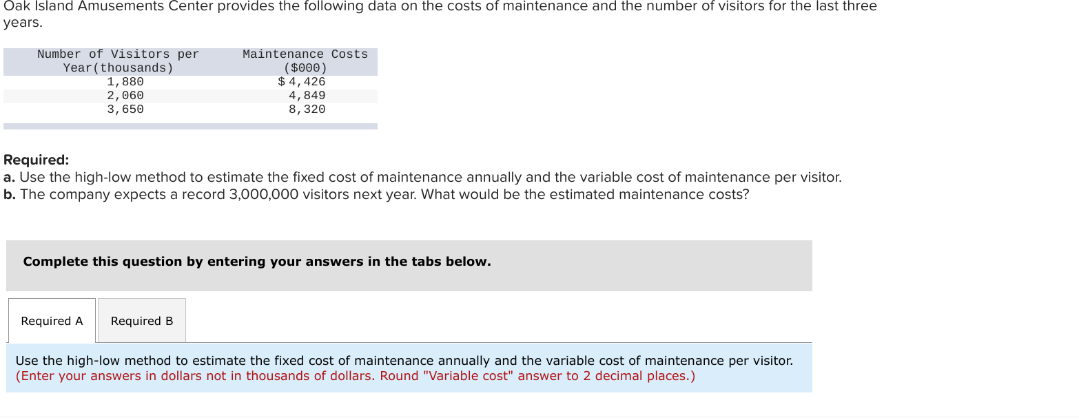 Solved Required: a. Use the high-low method to estimate the | Chegg.com