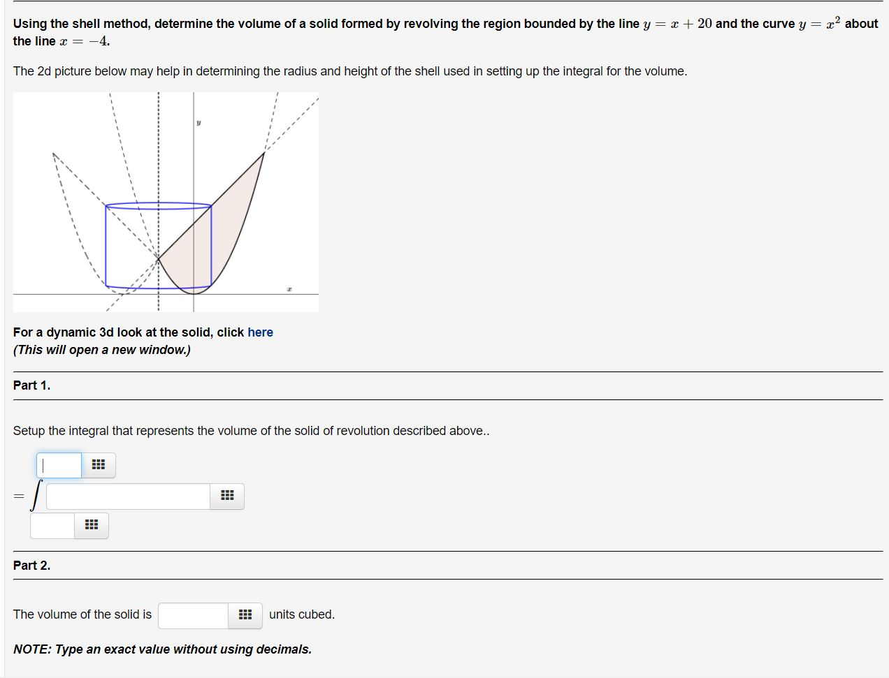 Solved Using the shell method, determine the volume of a | Chegg.com