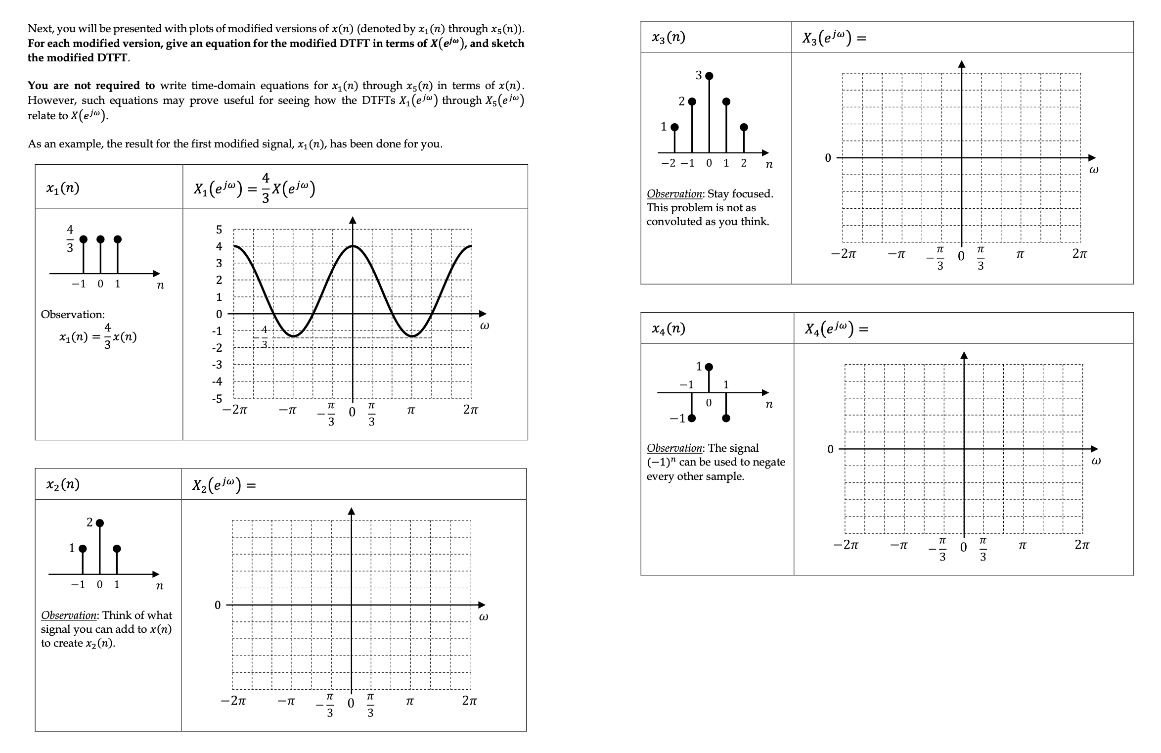 Question 2: Signal manipulations in time and | Chegg.com