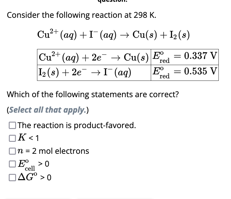 Solved Consider the following reaction at 298 K. | Chegg.com