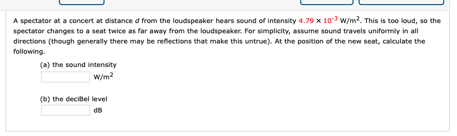 Solved A spectator at a concert at distance d from the | Chegg.com