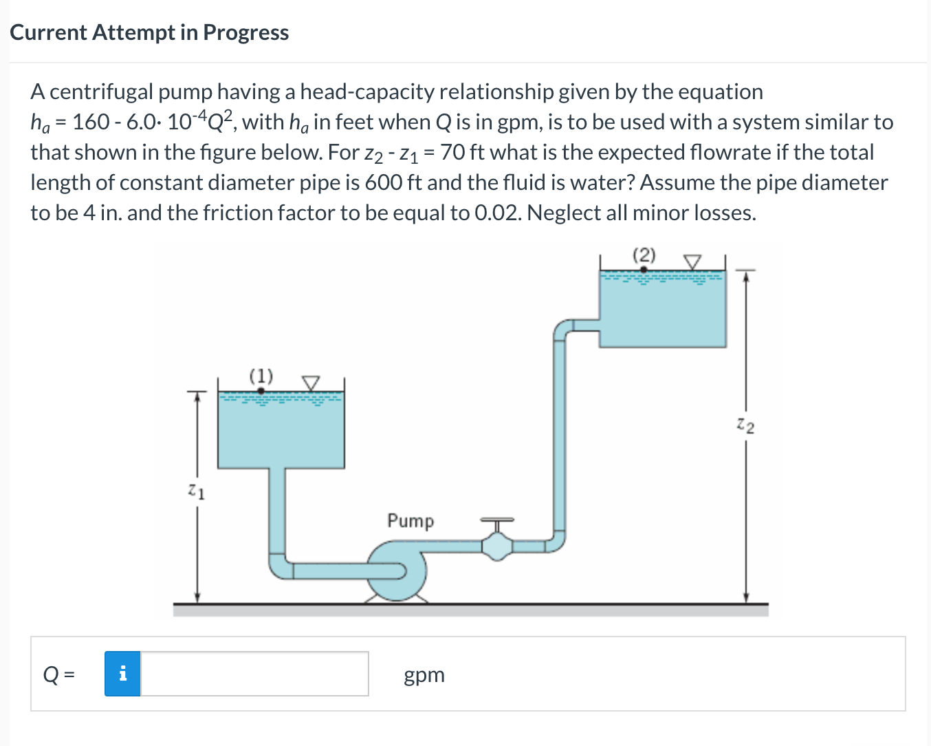 Solved A centrifugal pump having a head-capacity | Chegg.com