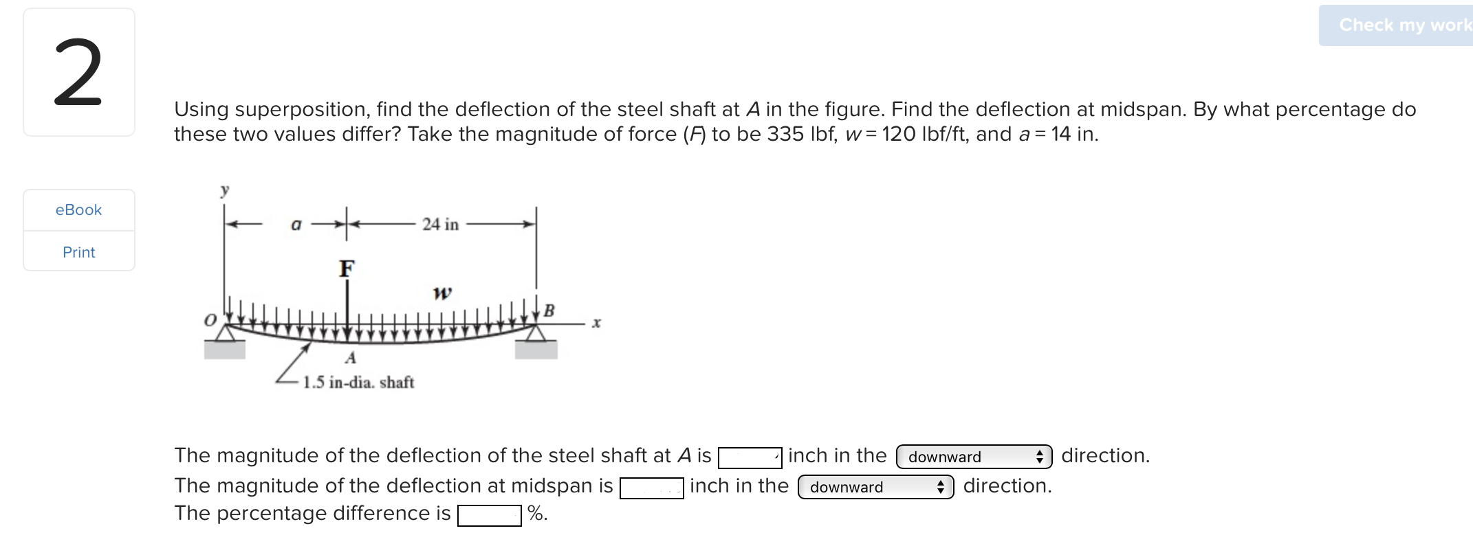 Solved Using superposition, find the deflection of the steel | Chegg.com