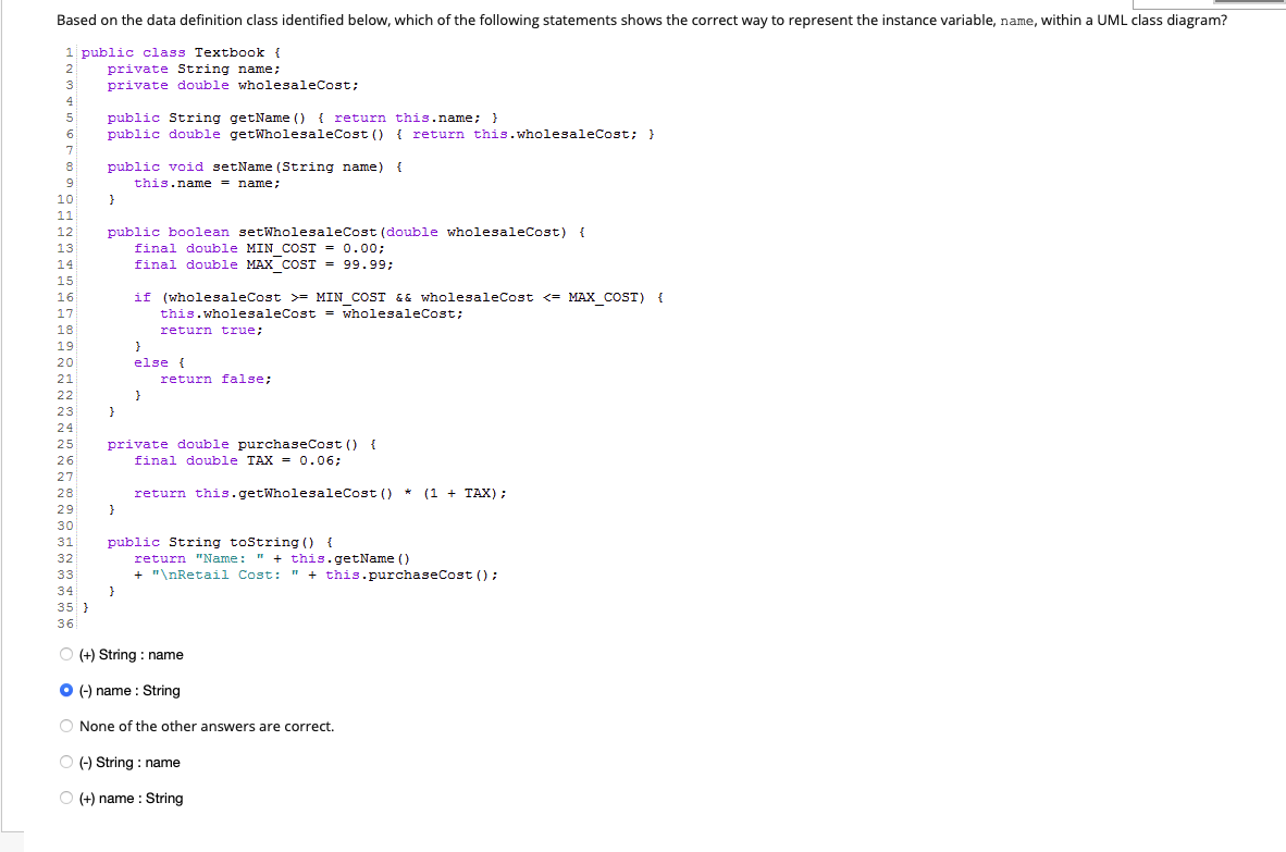 Solved Based on the data definition class identified below, | Chegg.com