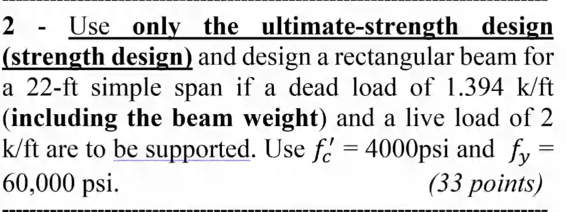 Solved only the ultimate-strength design Use (strength | Chegg.com