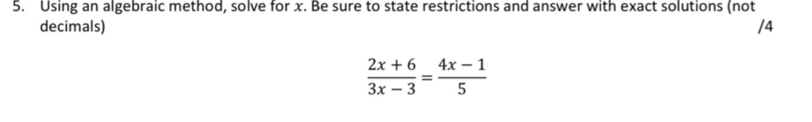 Solved Using an algebraic method, solve for x. ﻿Be sure to | Chegg.com
