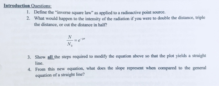 Solved Introduction Questions: 1. Define the "inverse square | Chegg.com