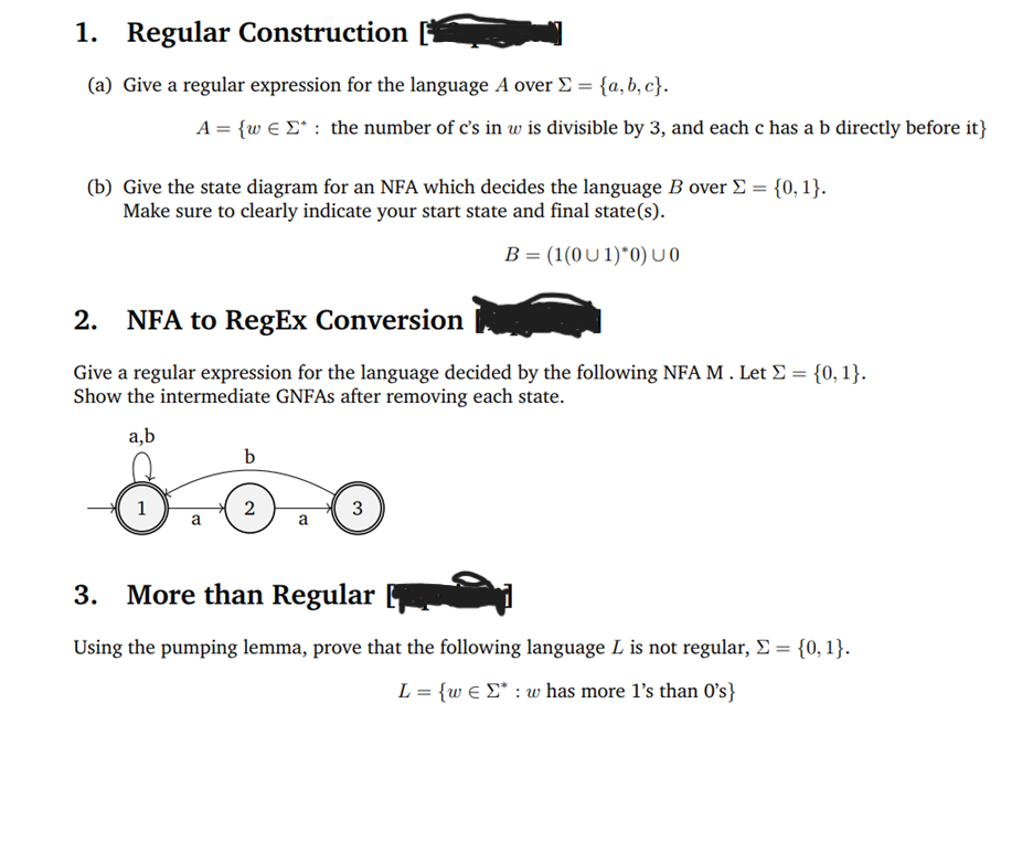 Solved Regular Construction(a) ﻿Give a regular expression | Chegg.com