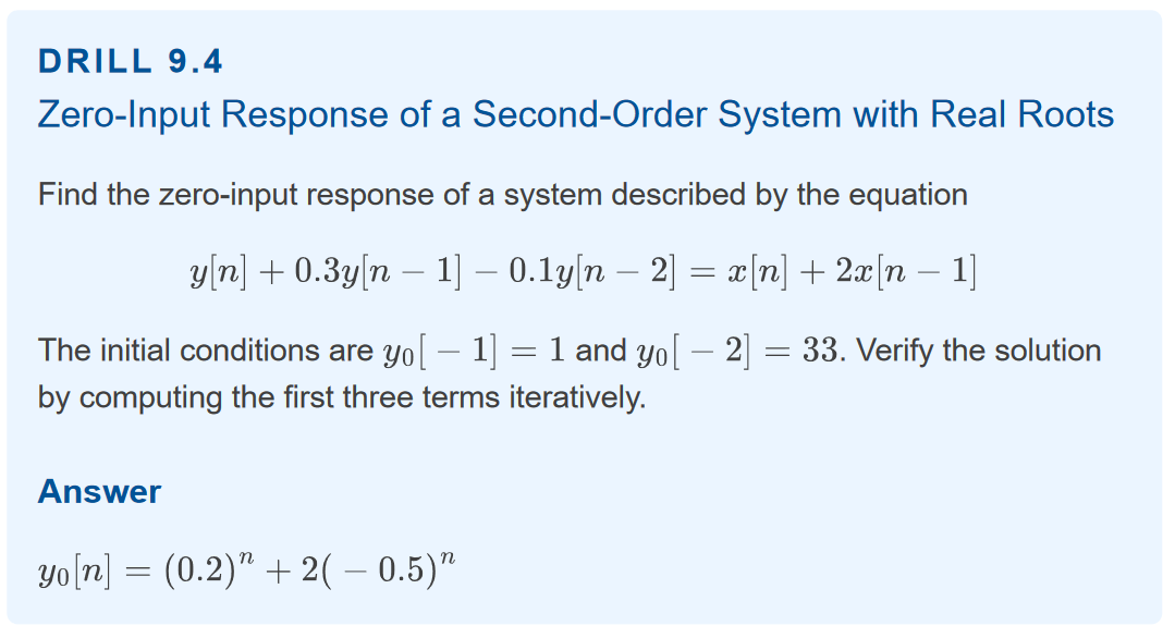 Solved Zero Input Response Of A Second Order System With