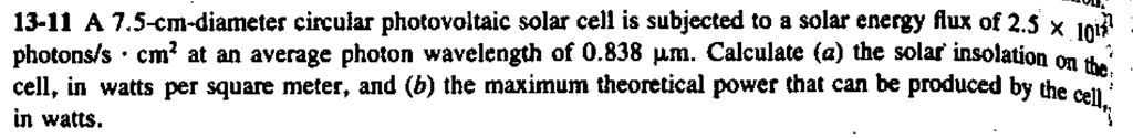 Solved 13-11 A 7.5-cm-diameter circular photovoltaic solar | Chegg.com