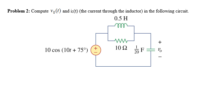 Solved Problem 2: Compute vo(t) and it) (the current through | Chegg.com
