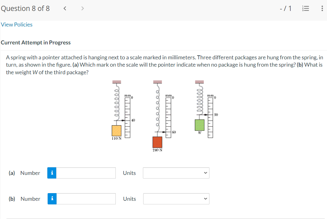 Solved A spring with a pointer attached is hanging next to a | Chegg.com