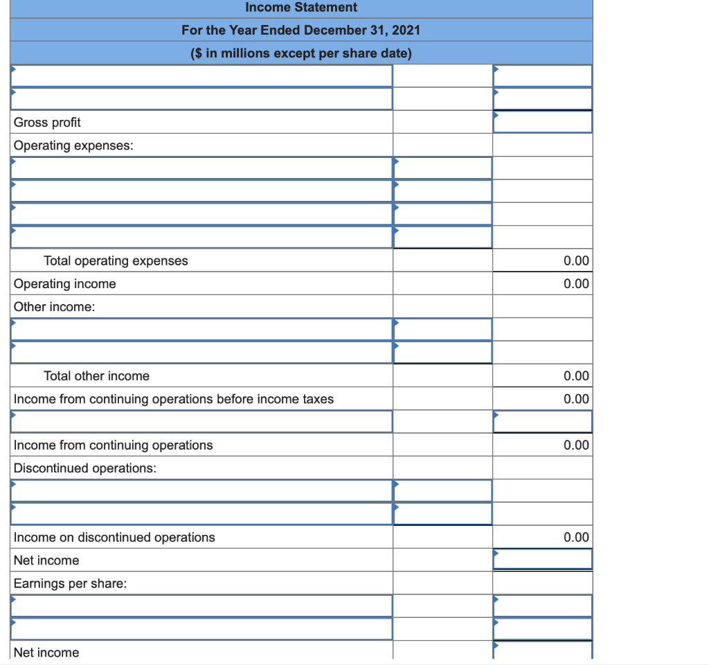 Solved The preliminary 2021 income statement of Alexian | Chegg.com