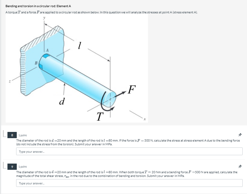 Solved 8 1polntThe diameter of the rod is d=20mm ﻿and the | Chegg.com