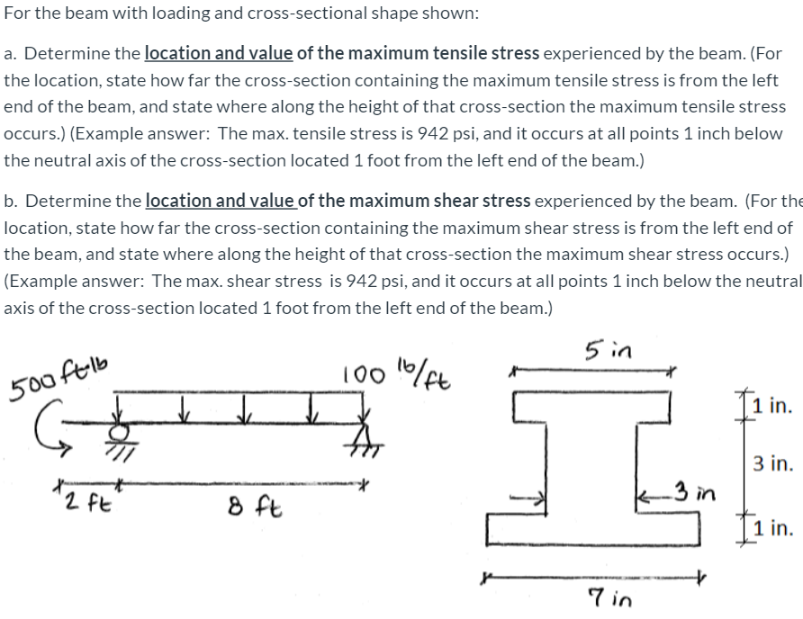 Solved For the beam with loading and cross-sectional shape | Chegg.com