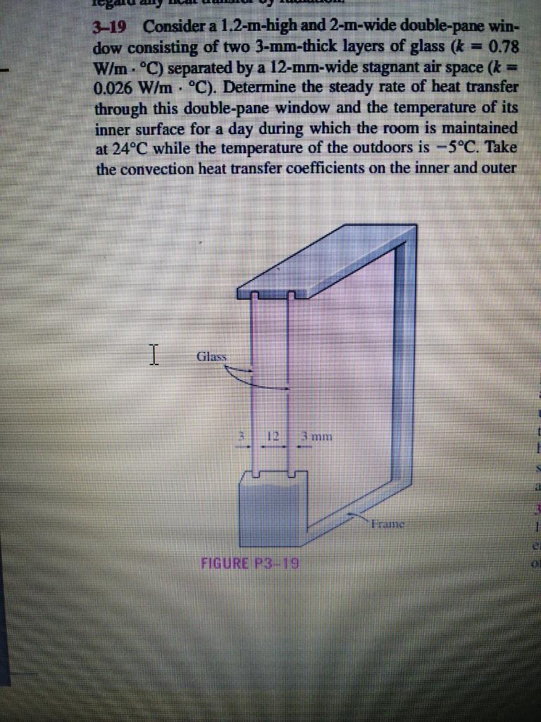 Solved 3–19 Consider a 1.2-m-high and 2-m-wide double-pane | Chegg.com