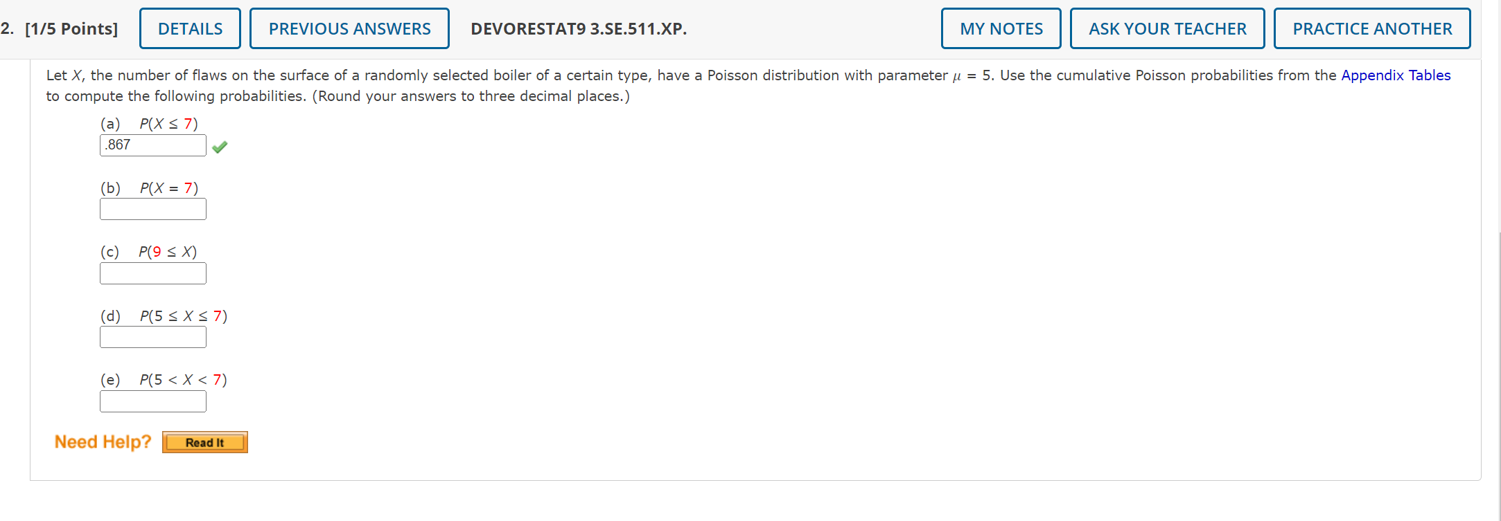 Solved 2. [1/5 Points] DETAILS PREVIOUS ANSWERS DEVORESTAT9 | Chegg.com