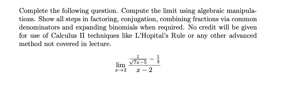 Solved Complete the following question. Compute the limit | Chegg.com
