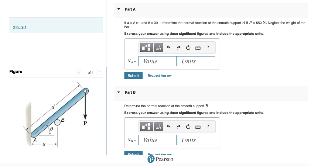 If d=2 m, and θ=30∘, determine the normal reaction at | Chegg.com
