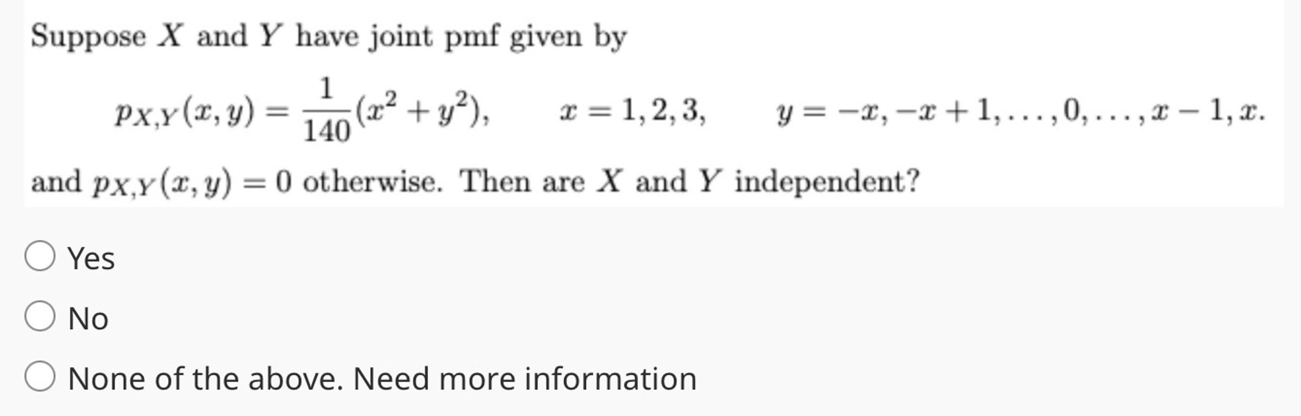 Solved Suppose X ﻿and Y ﻿have Joint Pmf Given 