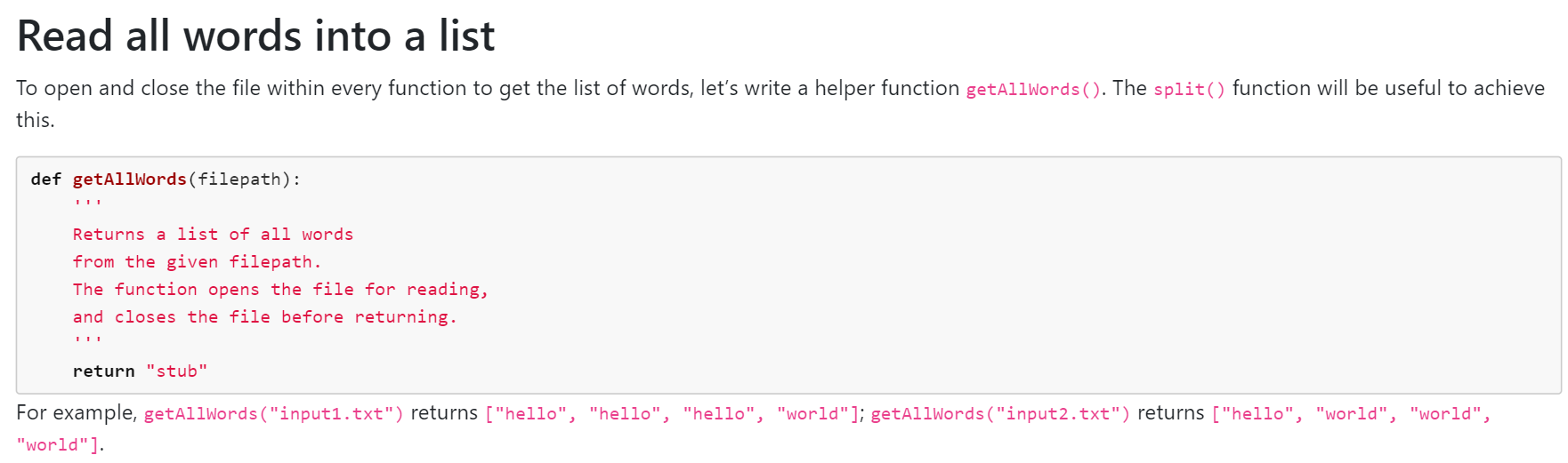 Solved input1.txt hello hello hello world Read all words | Chegg.com