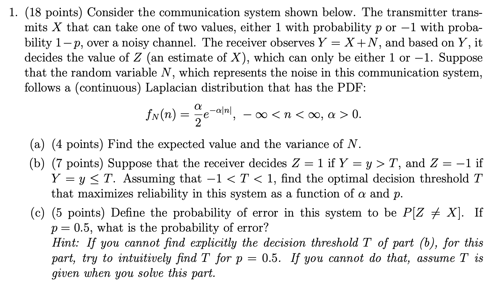 Solved (18 points) Consider the communication system shown | Chegg.com