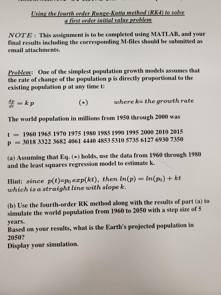 Solved Using the fourth order Runge-Kutta method (RK4) to | Chegg.com