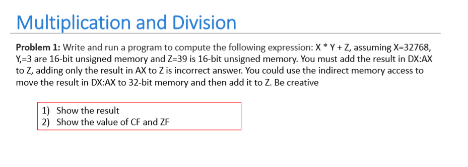 Multiplication and Division Problem 1: Write and run | Chegg.com