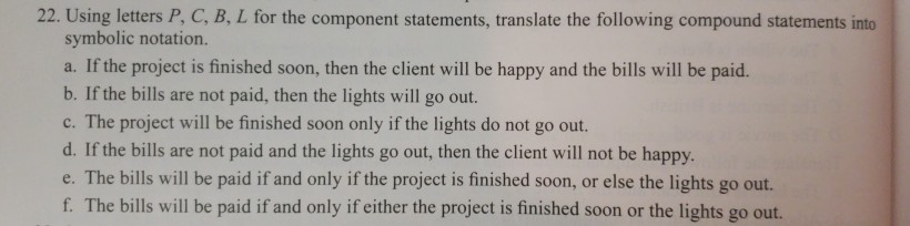 Solved 22. Using letters P, C, B, L for the component | Chegg.com