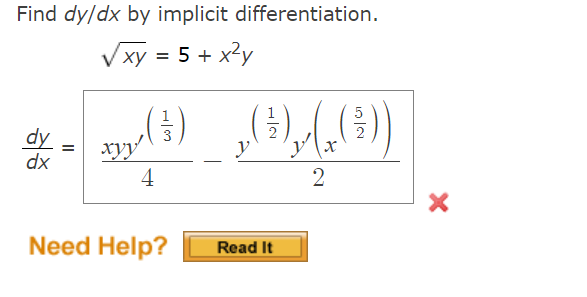 Solved Find dy/dx by implicit differentiation. | Chegg.com