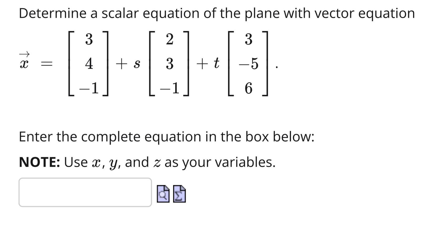 Solved Determine a scalar equation of the plane with vector | Chegg.com