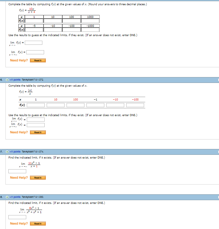 Solved Complete the table by computing fx) at the given | Chegg.com