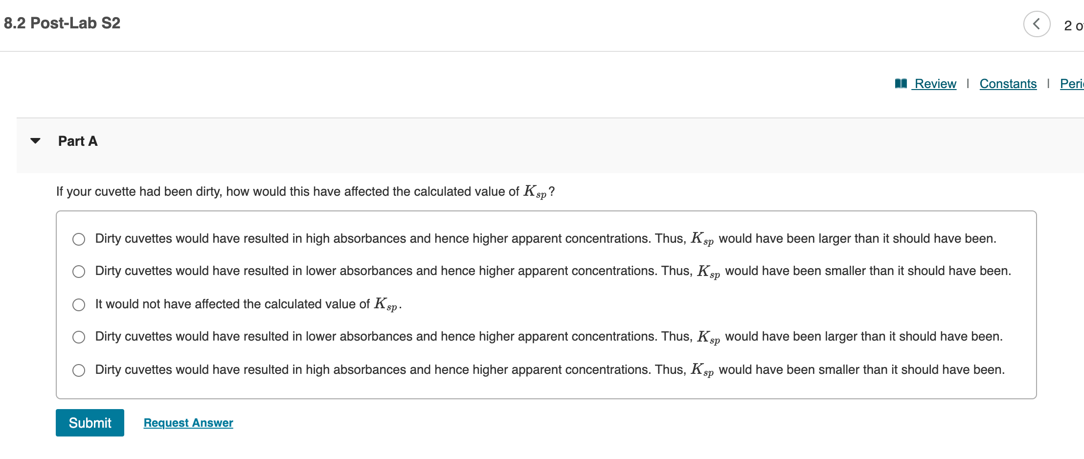Solved 8.2 Post-Lab S2 20 I Review | Constants | Peri Part A | Chegg.com