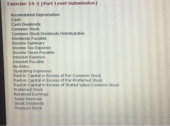 Solved Exercise 14-2 (Part Level Submission) 2,050 shares of | Chegg.com