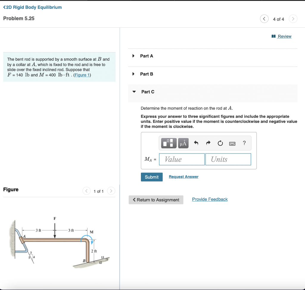 Solved The bent rod is supported by a smooth surface at B | Chegg.com