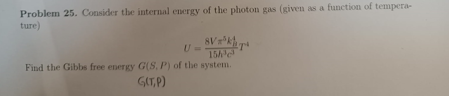 Solved Problem 25. ﻿Consider the internal energy of the | Chegg.com