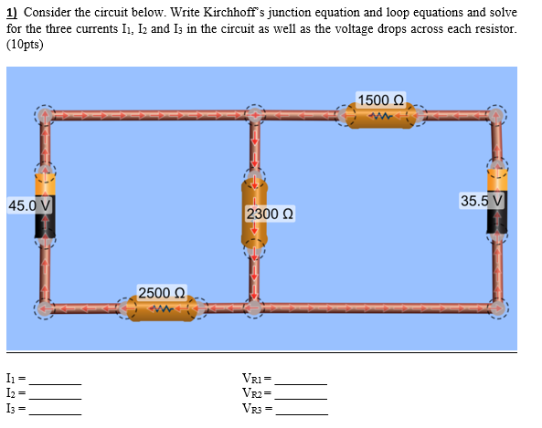 Solved 1) Consider the circuit below. Write Kirchhoff's | Chegg.com