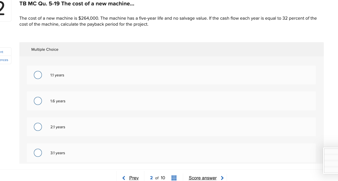 Solved The cost of a new machine is $264,000. The machine | Chegg.com