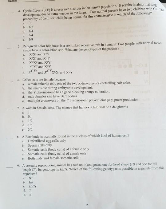 Solved Bio Pedigree and Genetics Test Multiple Choice | Chegg.com