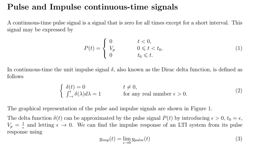 Solved Pulse and Impulse continuous-time signals A | Chegg.com
