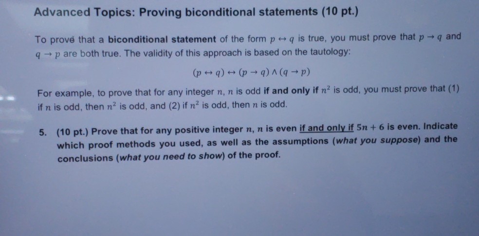 Solved Advanced Topics: Proving biconditional statements (10 | Chegg.com