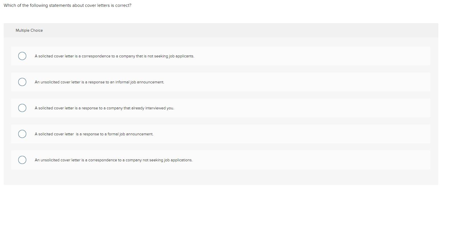 Solved Which of the following statements about cover letters | Chegg.com