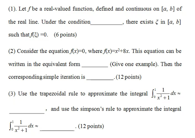 Solved (1). Let f be a real-valued function, defined and | Chegg.com