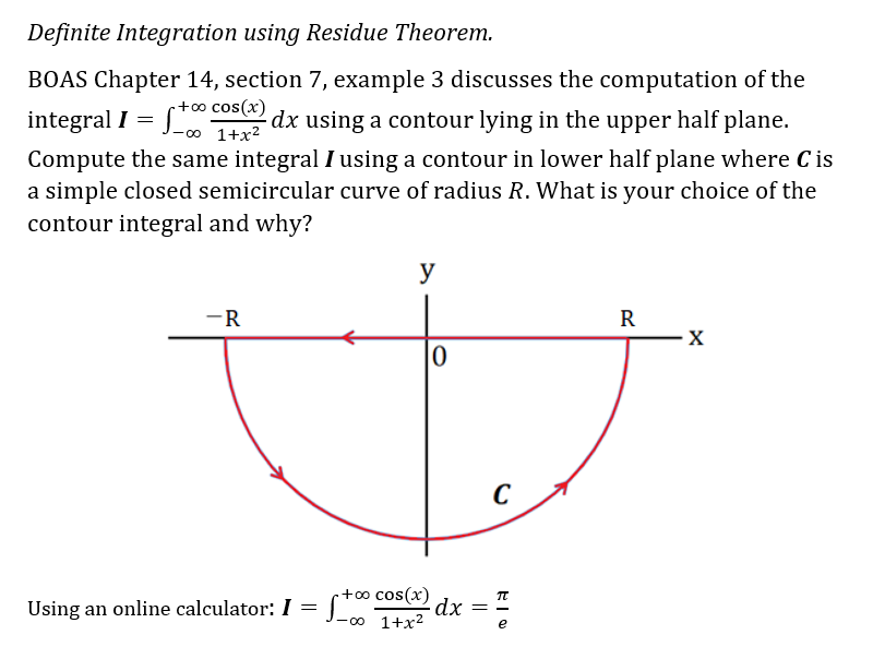 Solved Definite Integration using Residue Theorem. integral | Chegg.com