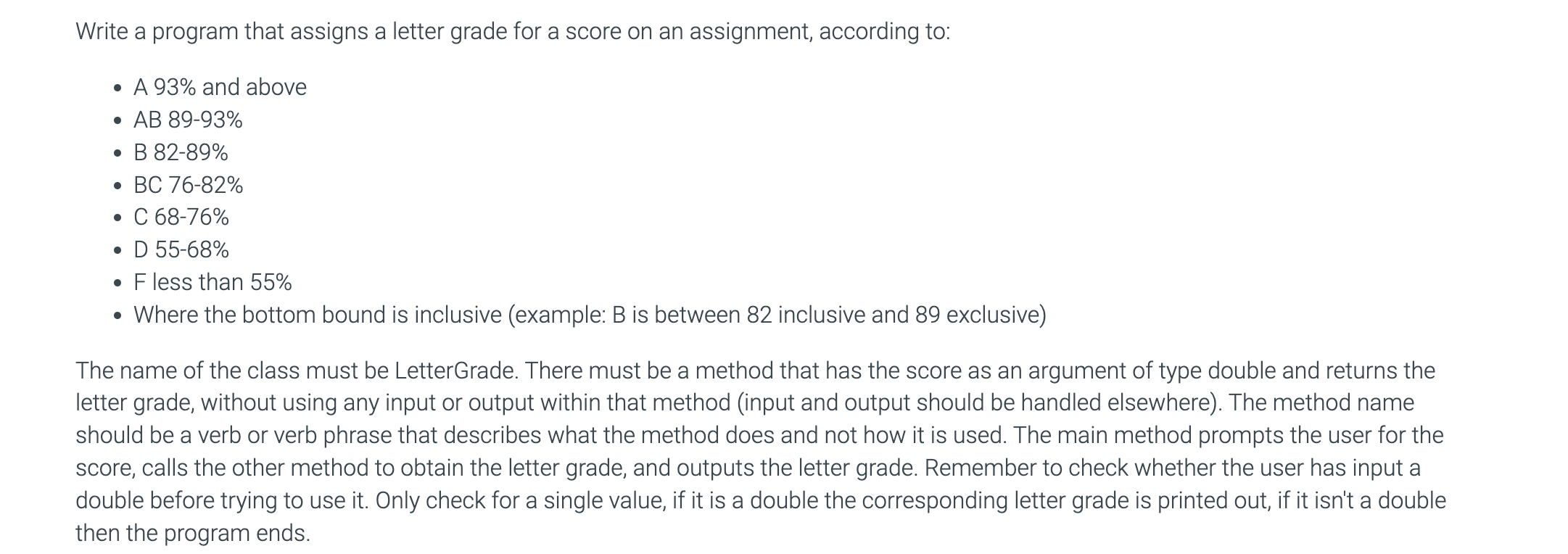 Solved Please write code in java that assigns grades using | Chegg.com